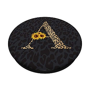 Leopard Cheetah Animal Print Sunflower Monogram Letter A PopSockets Swappable PopGrip