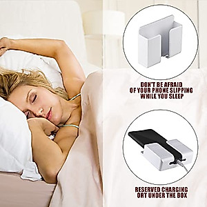 KEPEHE 4 Pcs Phone Holder Wall Mounted, Phone Stand with Data Cable Receiving Hole/Self Adhesive.Phone Holder for Shower/Charging.Compatible with iPhone and Android (Black)
