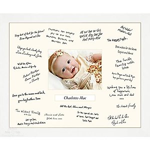 Large 50x40cm Christening Guest Signing Board White Frame