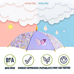 Daaupus Purple Butterfly Pattern Children's Backpack Children's Umbrella Set