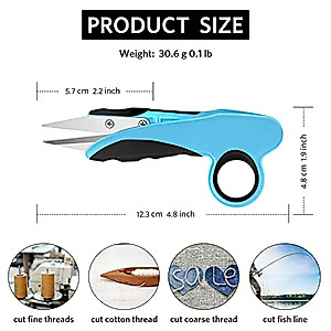 Asdirne 5” Thread Snips, Sewing Scissors with Sharp Stainless Steel Blade and Soft Handles, Great for Sewing, Craft and DIY, 2 Pcs, Blue/Black