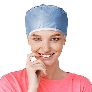 EZGOODZ Blue Disposable Surgical Caps for Women and Men. Pack of 100 Polypropylene Surgical Disposable Caps with Elastic Band 30 GSM. One Size Breathable Disposable Hair Covers for Hospital, Clinic