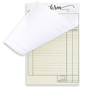 Juvale Set of 2 Work Order Forms with Carbon Copy, Invoice Book for Small Business Supplies, Black Scripted Design, 50 Receipts Per Pad for 50 Orders (5.5 x 8.5 Inches)
