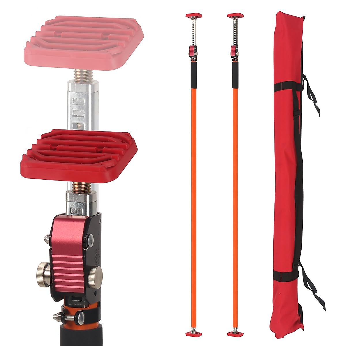 Cabinet Adjustable Support Pole, Upper Hand Work Support for Cabinet Jacks 3rd Hand Support System with Adjustable Length Non-Slip Pads and Telescopic Pole，Extends from 57" to 114", 2 Pack