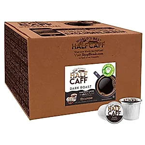 World's Best Half Caff Dark Roast Coffee 100ct. Solar Energy Produced Recyclable Single Serve Dark Roast Coffee Pods - 100% Arabica Coffee California Roasted, KCup Compatible