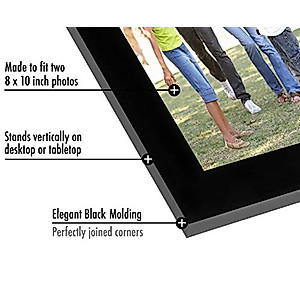 Americanflat Hinged 8x10 Picture Frame in Black - Double Picture Frame with Engineered Wood and Shatter Resistant Glass for Tabletop Display