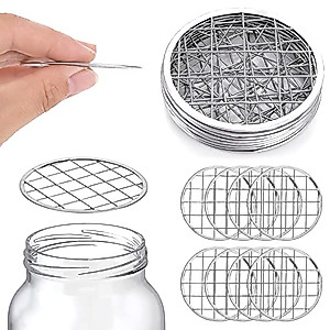 ASTER 8 Pieces Mason Jar Flower Insert Lid for Wide Mouth Canning Jars Flower Lid Insert with Square Grids for Fixing Plants Flower Arrangement, Vase Decoration Accessories