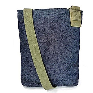 Chala Patch Cross-Body Women Handbag, Blue Denim Canvas Messenger Bag - New Butterfly - Denim