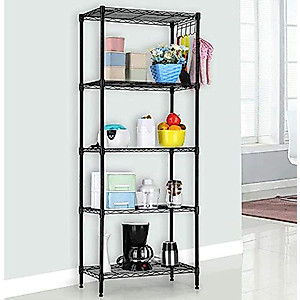 be current 5-Shelf Shelving Storage Units, Adjustable Heavy Duty Metal Shelf Wire Storage Rack for Home Office Garage Kitchen Bathroom Organi Black