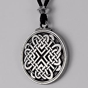 Pewter Celtic Love Knot Necklace - Woven Heart Pendant (1.25" Diameter)