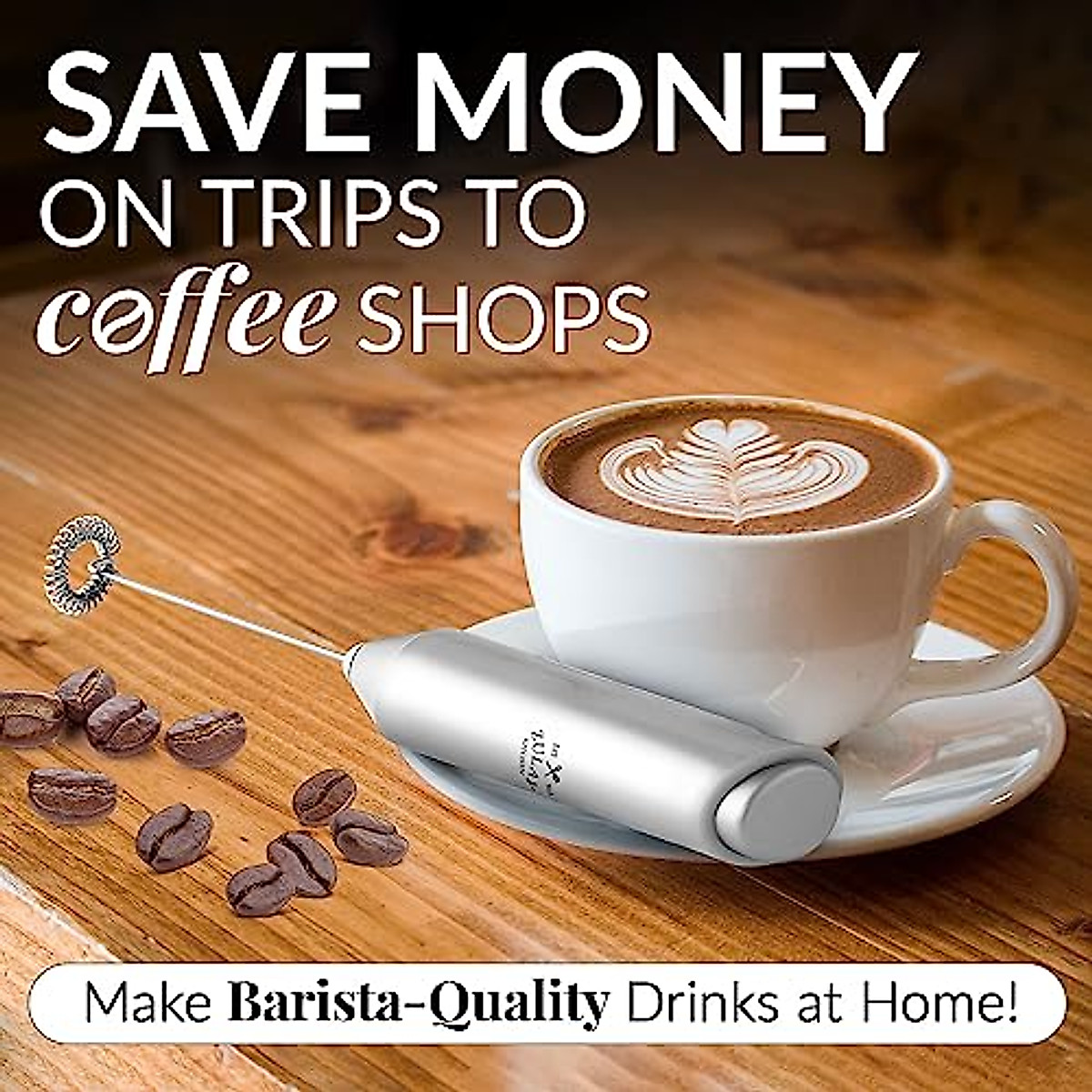 Zulay FrothMate Milk Frother for Coffee - Compact Handheld Foam Maker for Lattes, Cappuccinos, Matcha, Hot Chocolate - Milk Frother - Majestic Silver