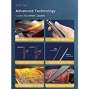 Xideman 16-Piece ​Modern Black Hammered Silverware Set with Ultra Sharp 2-IN-1 Serrated Knive, 18/10 Stainless Steel Flatware Set, Titanium ​Plated Cutlery Set Service for 4, Reusable, Dishwasher Safe