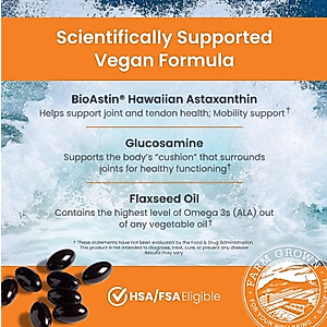 Nutrex Hawaii JointAstin - 12 mg, 120 Softgels - Joint Support Supplement with Glucosamine & BioAstin Hawaiian Astaxanthin - Farm-Direct Antioxidant Supplement Joint, Eye, Skin & Immune System Health*