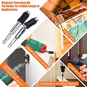 3 Packs Magnetic Swiveling Bit Tip Holder, 1/4'' Magnetic Rotary Drill Holder, Flexible Pivot Bit Holder - 20 Degree Bendable Magnetic Swivel Bit Holder by Jake Secer for Tight Spaces