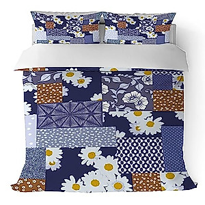 Duvet Cover Sets California King -Floral Purple-Bedding Comforter Set Breathable SetsSoft Microfiber 3 Pcs