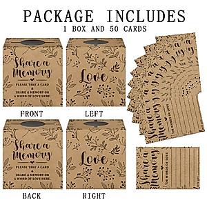 Memory Cards for Collections of Life, Kraft Share a Memory Cards with Box, Memory Cards Box for Guest Card Ideas Funeral Graduation Wedding Bridal Shower Baby Shower Birthday Anniversary Retirement