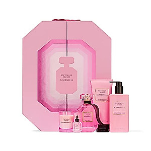 Victoria's Secret Bombshell Ultimate Fragrance 5 Piece Gift Set: 3.4oz Eau de Parfum, Mini Eau de Parfum, Candle, Lotion & Wash