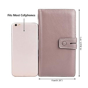 YALUXE Women's Genuine Leather Wallet RFID Blocking Multi Card Holder with Cell Phone Pocket Mothers Day Gifts