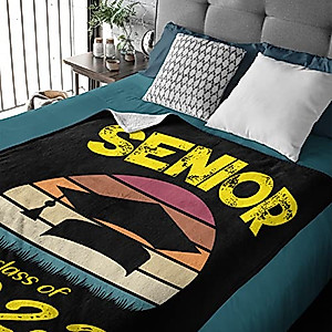 Senior of 2023 Graduation Blanket 90"x120" Extra Small for Pets Toddler Super Soft Blankets for livingroom, Couch, Sofa Flannel Lightweight Throw to Adults Kids Man Woman