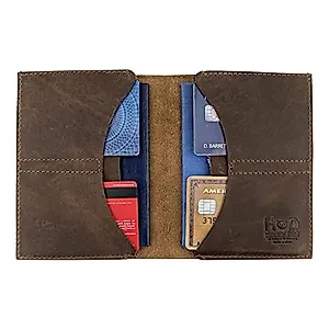 Hide & Drink, Double Passport Organizer with Card Slots, Bifold Passport Case, Rustic Card Holder, Travel Accessory, Full Grain Leather, Handmade, Bourbon Brown