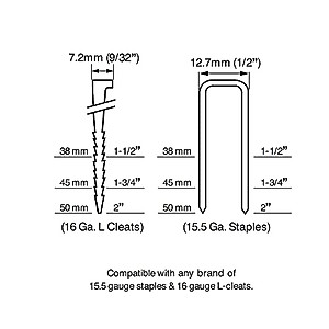 NuMax S50LSDH Pneumatic 2-in-1 15.5-Gauge and 16-Gauge 2" Dual Handle Flooring Nailer and Stapler, Grey and Black
