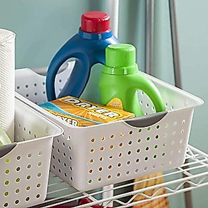 Sterilite 16268006 Large Ultra Basket, White Basket w/Titanium Inserts, 6-Pack