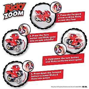 Ricky Zoom Remote Control Turbo Trick Ricky Motorcycle Toy, Multicolor, 3 Years and Up