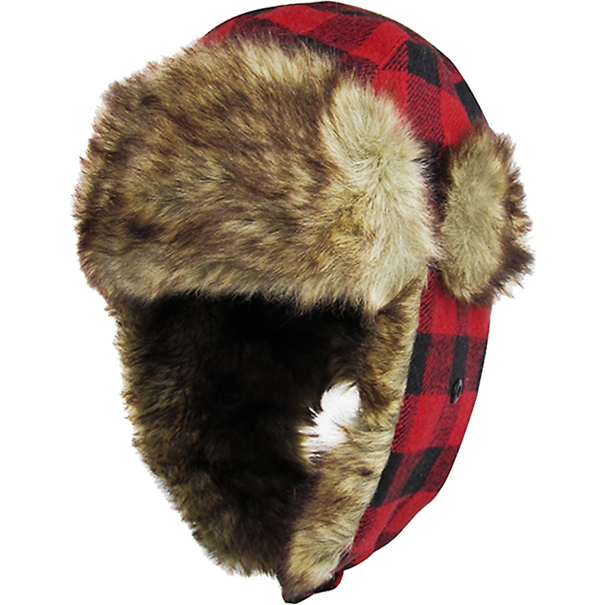 KBW-604 RED-BLK Lumberjack Plaid Aviator Trapper Hat Trooper Ear Flaps Ushanka Eskimo Russian Cold (One Size, Red Black)…