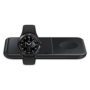 Samsung Galaxy Watch 4 Classic 46mm Smartwatch LTE, Black (US Version) with Samsung Wireless Charger Fast Charge Pad Duo (2021), Black