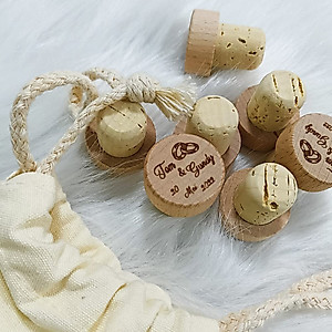 WunM Studio Personalized Wine Bottle Stopper - Customized Anniversary Date, Ring Shape Engraved Wooden Laser Cork Wedding Favors Baby Shower Special Wedding Gift for Gues,Custom,50PCS