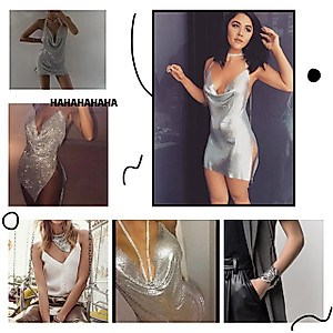 OQINGNA 45x40cm Sparkly Metal Mesh Fabric Chainmail Jewelry Metallic Cloth Sequined Craft Fabric Cuttable for Clothing Bag Making Party Shoes Decorations Accessories (Silver 45x40cm)