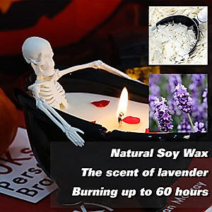 Halloween Decorations - Halloween Skeleton Candle - Skeleton Design with Milk Bath - Novelty Design Rose Petal Accents Suitable for Indoor Family Holiday Parties (Milk Bath)