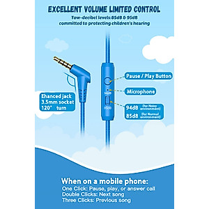 New bee Kids Headphones for School with Microphone KH20 HD Stereo Safe Volume Limited 85dB/94dB Foldable Lightweight On-Ear Headphone for PC/Mac/Android/Kindle/Tablet/Pad(Blue)