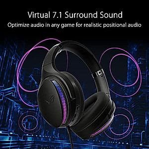 ASUS ROG Fusion II 300 Gaming Headset (AI Beamforming Mic with Noise Canceling, 7.1 Surround Sound, 50mm Driver, Hi-Res ESS 9280 Quad DAC, USB-C, for PC, Mac, PS4, PS5, Switch)- Black