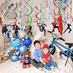 12pcs Party Vortex Decoration for Avengers, Hanging Swirls Decoration for Super Hero Theme Birthday Party Supplies