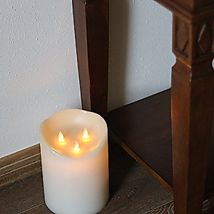 NONNO & ZGF 9.2“Huge Dancing Wick Battery Operated Wax Pillar Candle with Timer, Ivory