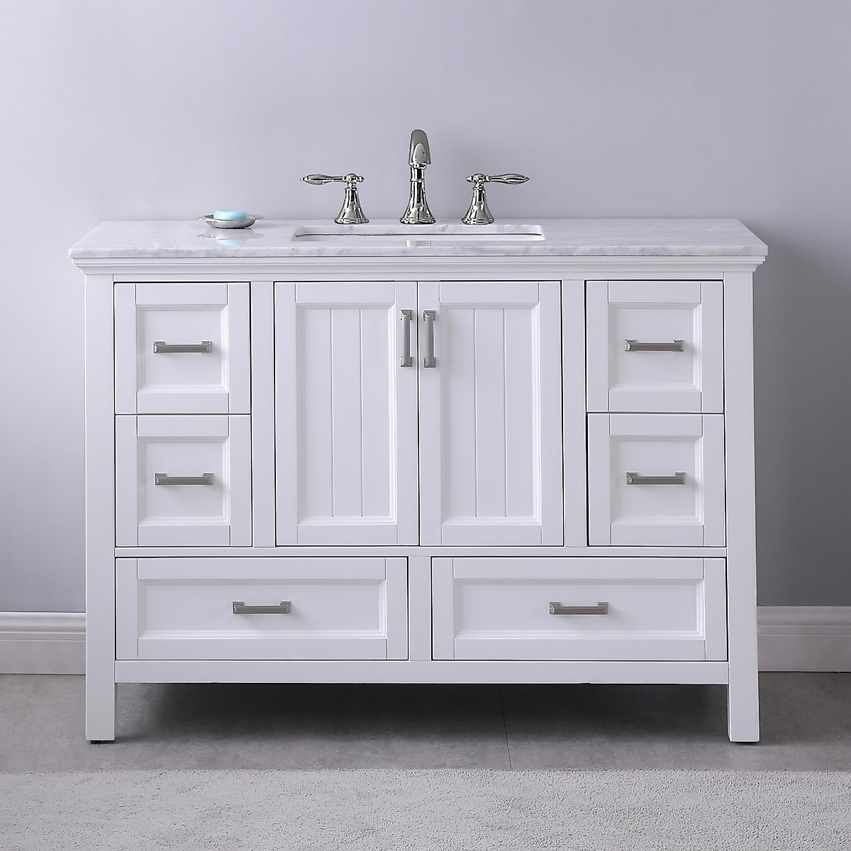 Altair Design Isla 48" Marble Countertop Single Vanity w/o Mirror Gray
