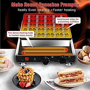Mini Dutch Pancakes Maker Machine - Commercial Mini Poffertjes Machine Dorayaki, Electric 25PCS Muffin Iron with Non-Stick Plates for Bakery Home and Kitchen Restaurant Snack Bar | 110V