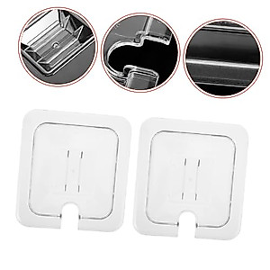 CIYODO 2pcs Dinner Plate Cover Pan Lids Commercial Pan Lid Polycarbonate Cover with Handle Restaurant Pan Lid 1/6 Size Food Pan Lid Food Storage Containers Covers Plastic Transparent