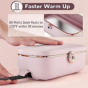 Caperci Electric Lunch Box Food Heater, 30 oz Portable Food Warmer - 110V Faster Leakproof Heated Lunch Boxes for Adults with Stainless Steel Container for Travel, Office, Home (Pink)