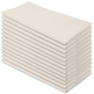 Aunti Em's Kitchen Flour Sack Dish Towels - Natural Cotton for Embroidery and Drying Glass, Hand, Dinnerware - Plain, Thick, Zero-Lint, Highly Absorbent - Set of 13, 27 x 27 Inch, Ivory