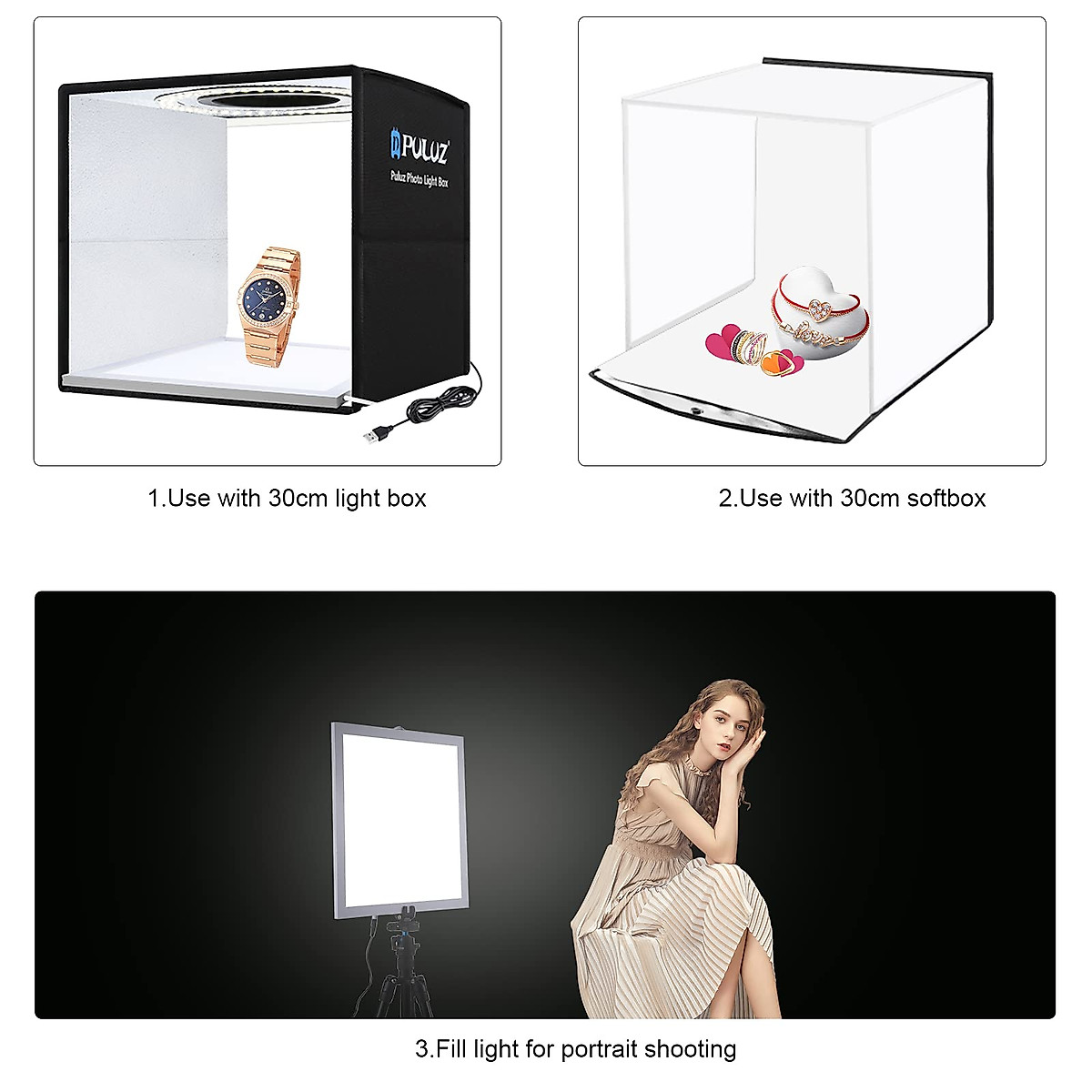 PULUZ 29cm Photography Shadowless Light Panel Ultra Bright LED Fill Light Background Panel Touch Bottom Light Photo Box Light with USB-C Power Suitable for Jewelry Cosmetic Handicraft Shooting