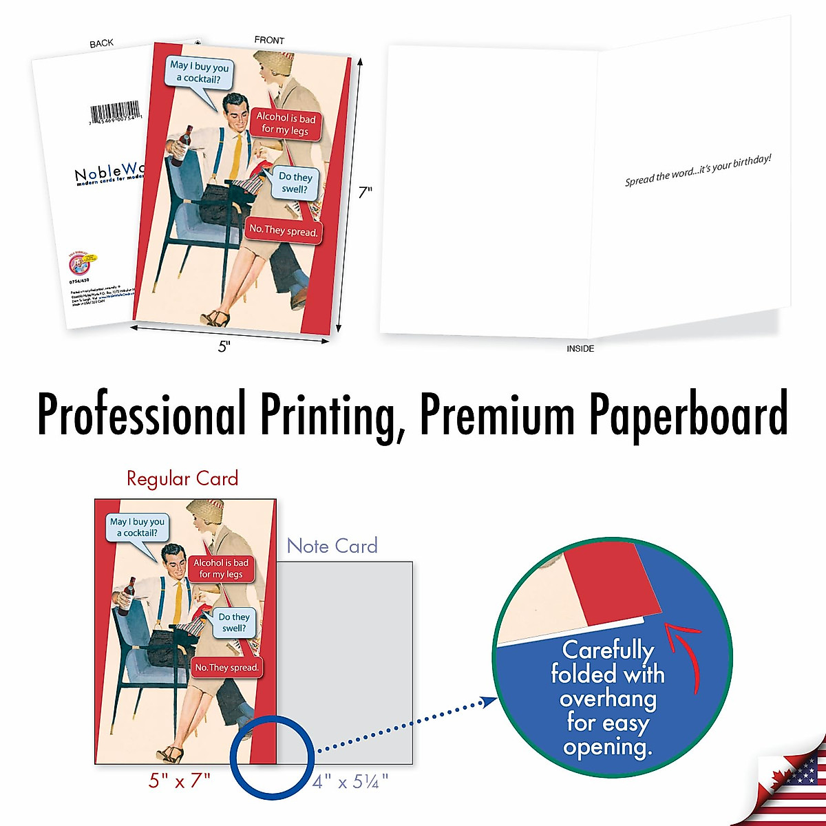 NobleWorks - Funny Retro Birthday Card with Envelope - Adult Humor, Celebration Greeting - Bad For Legs 0754