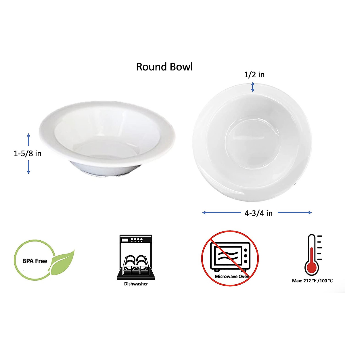 Z-Moments Western Melamine Fruit Bowl Monkey Bowl 5 oz. 4-3/4" dia. White or Tan NSF (96, White)