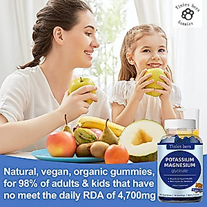 Potassium Magnesium Gummies, Potassium Gummies Sugar Free for Adults Kids, Support Leg Cramps & Muscle & Heart Health, Magnesium Glycinate Gummies Best for Bedtime, Vegan, Non-GMO, Berry Flavor, 60