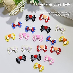 Bow Tie Nail Charms for Acrylic Nails，70PCS Girl Cute Resin Nail Rhinestones Decoration,Nail Jewels Y2K Accessories for Nail Art Supplies Manicure Craft DIY BBATT-HAPPY