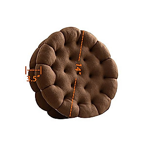 KedeLak Sandwich Biscuits Throw Pillows for Sofa Couch Brown Chocolate Biscuits Seat Cushions Cute Round Food Throw Pillows for Home Decoration