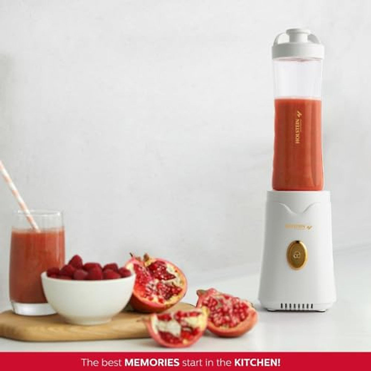 Holstein Housewares Personal Blender - Creamily Smooth Shakes and Smoothies, BPA-Free 20oz To-Go Cups, Golden Elegance Design, 250W