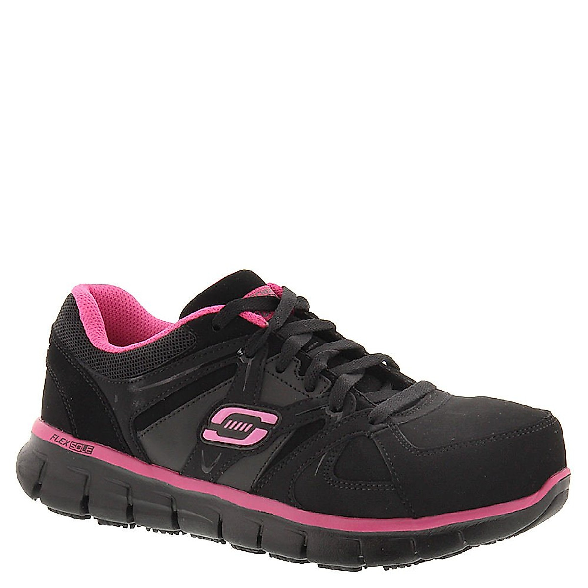Skechers Women's Synergy-Sandlot Work Boot, Black/Pink, 8.5 M US
