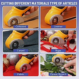 VLOXO Cordless Cardboard Cutter, Electric Scissors for Fabric with Safety Lock, Rotary Cutter Multi-Cutting Tools, Rechargeable Powerful Fabric Cutter for Carpet Leather Felt with Storage Box